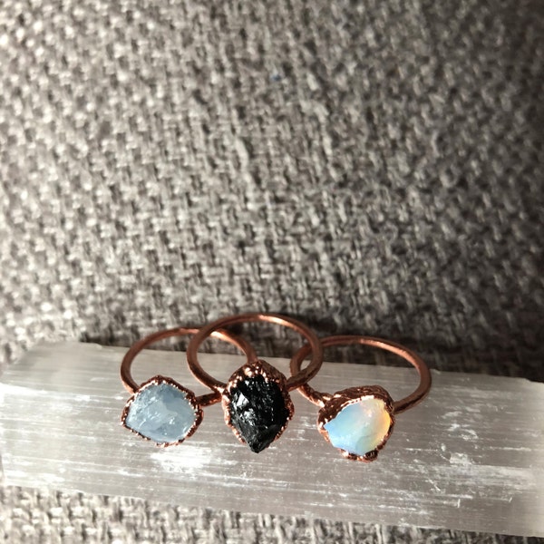 Blue Calcite Raw Stone Ring| Raw Stone Engagement Ring| Boho Ring ...