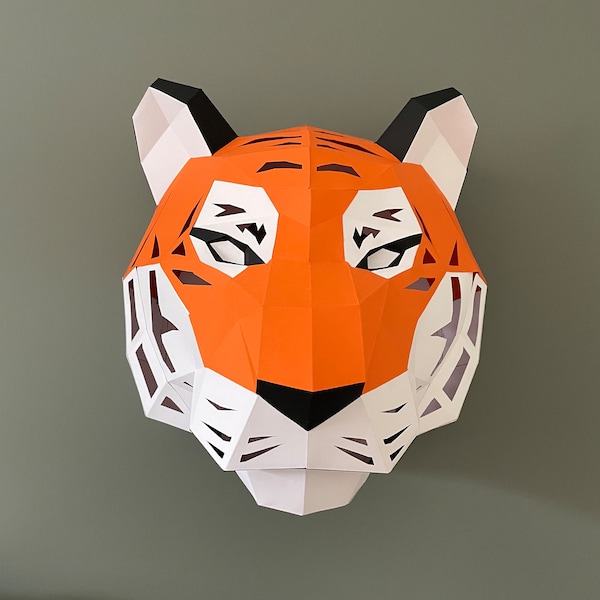 DIY Papercraft Tiger, Paper Craft Model Template, Night Lamp Light, 3D ...