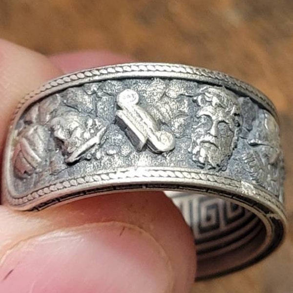 Greek Mythology Band Ring for Men, Antique Greek Olympus Gods Men Ring ...
