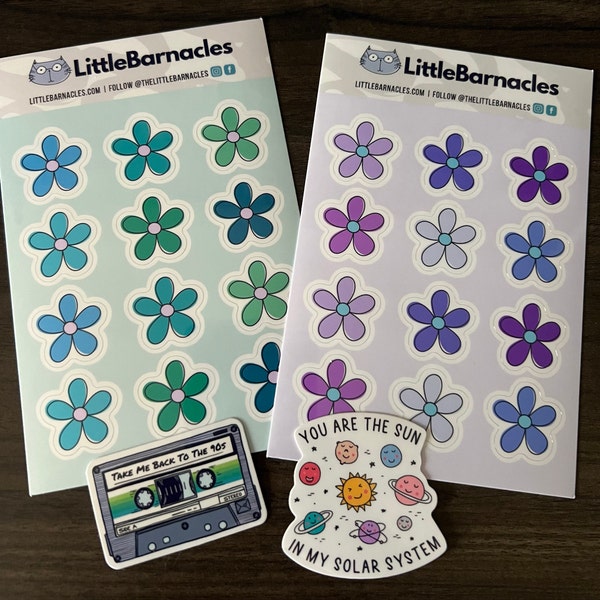 Mini Flower Sticker Sheet • Waterproof Vinyl Flower Stickers • Cute ...