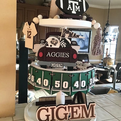 Aggie Tiered Tray Aggie Football-aggie Birthday, Wedding, Graduation ...