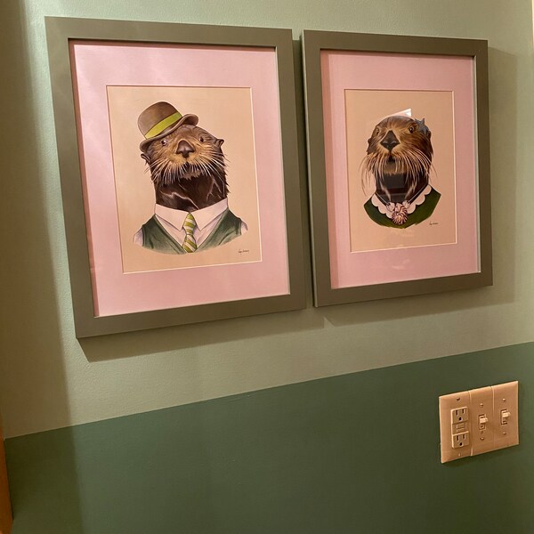 Sea Otter Lady Art Print - Animal Art - Nursery Art - Nursery Decor ...