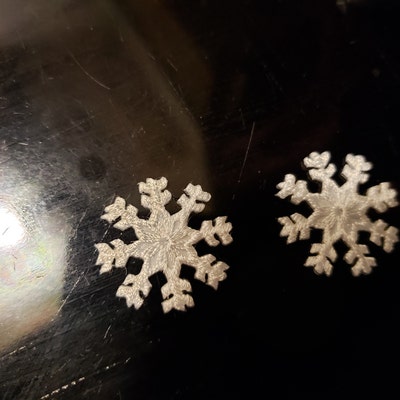 Set of 2 1 Snowflake Snowflakes Snow Winter White Iron on Applique ...