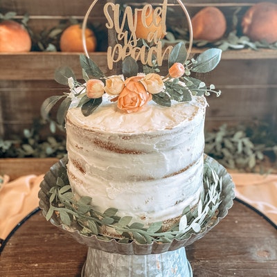 Peach Cake Topper Floral Hoop Topper Sweet as A Peach - Etsy