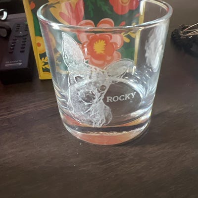 Custom Pet Memorial Photo Rock Glass Engraved Dog Picture Whiskey Glass ...