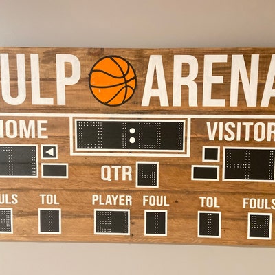Basketball Scoreboard Various Sizes Hanging Wood Artwork Sports-themed ...