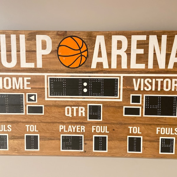 Basketball Scoreboard | Various Sizes | Hanging Wood Artwork | Sports ...