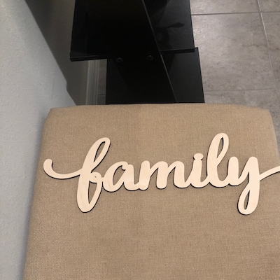 Family Script Word Wood Sign, Wooden Words, Sign Art, Rustic Cursive ...