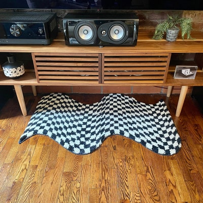 Funky Rug, Checkered Rug, Irregular Rug, Long Runner, Tufted & Non-slip ...