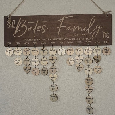 Wood Family Calendar Personalized, Family Birthday Calendar ...