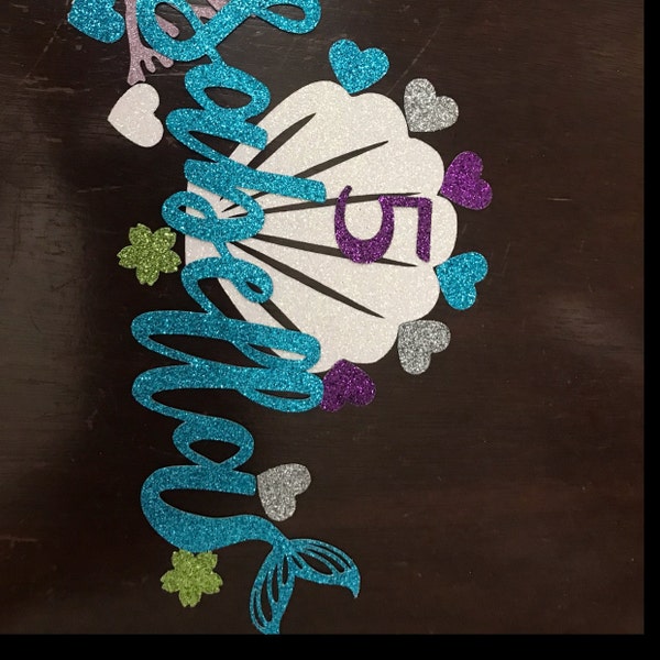 PERSONALIZED Mermaid Under the Sea Name and Number Glitter Die Cut ...