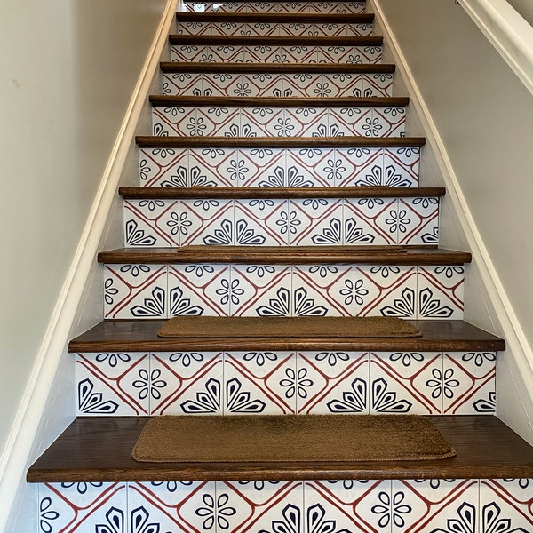 Quadrostyle Stair Riser Stickers - Removable Stair Riser Tile Decals ...