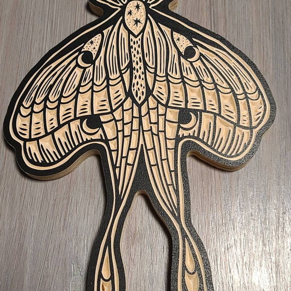 CARVED Woodcut Luna Moth Wall Hanging. - Etsy