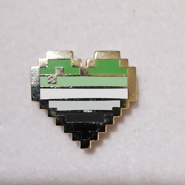 Aromantic Pixel Pride Heart Pins — Subtle Flag Badge Valentine Gift ...
