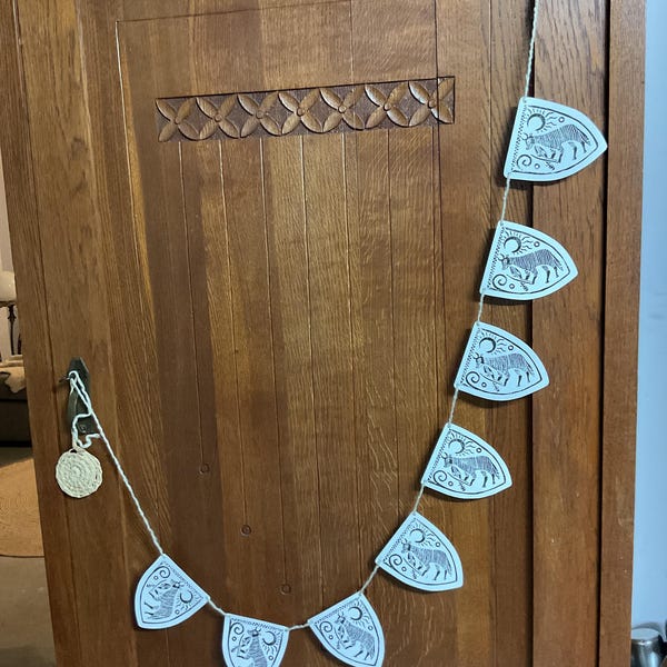 Medieval Linocut Paper Garland - Hexafoil Wall Decor - Folk Music Home ...