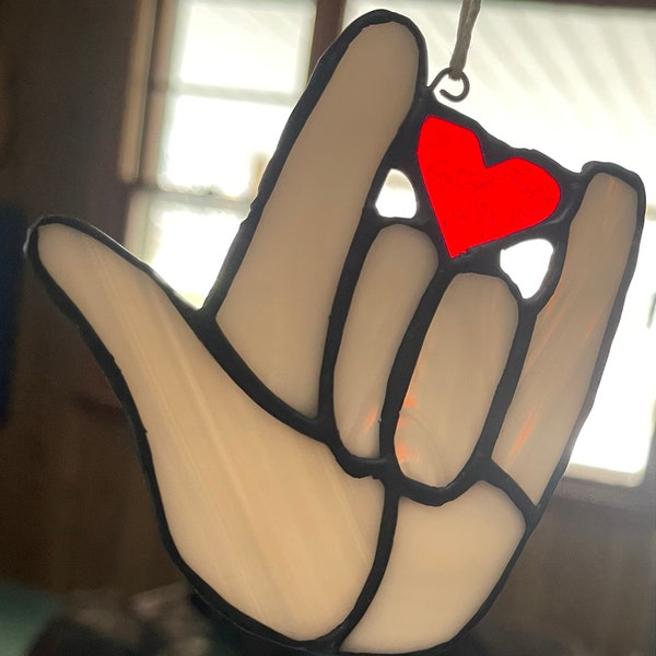 Ily Asl, Stained Glass Ornament, Asl I Love You With Heart, Asl Gift ...