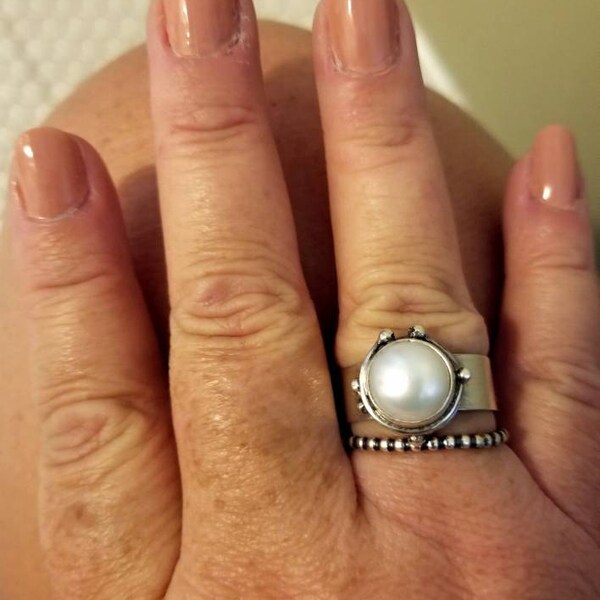 Pearl Bramble Ring / Large Pearl Ring / Sterling Silver / Gift for Her ...