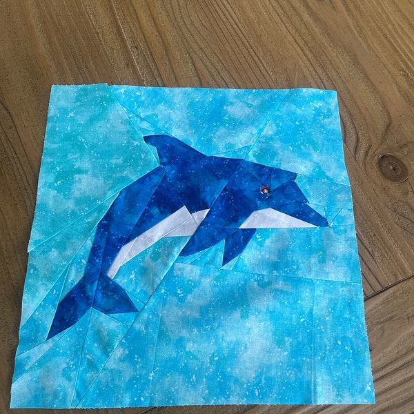 Dolphin Quilt Block Pattern, PDF Instant Download, Nautical Quilt Block ...