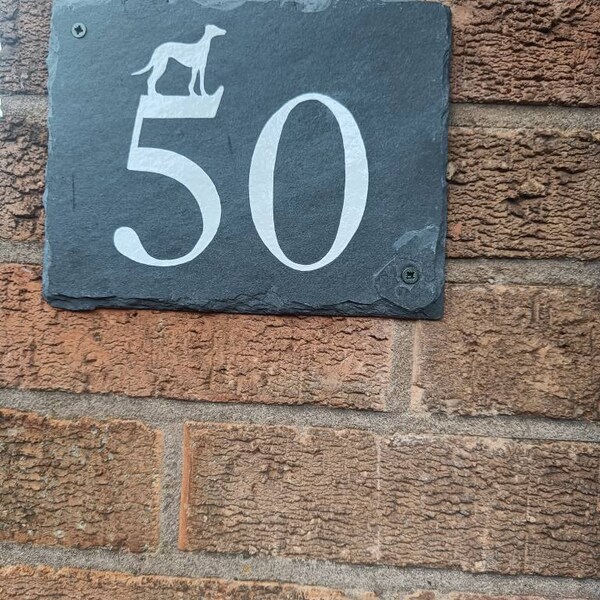 Hand Painted Slate House Number | Custom Motif Plaque | Name Plate ...