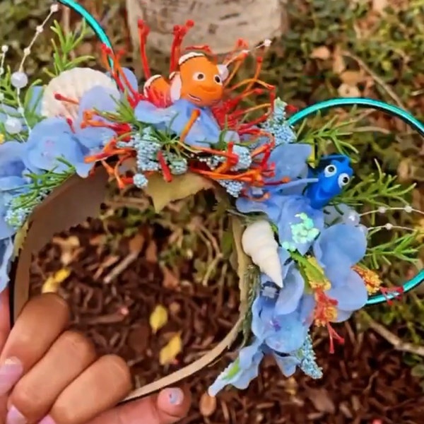 Dory and Nemo, Finding Nemo, Disney Inspired Wire Ears Floral Flower ...