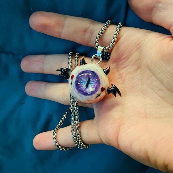 Handcrafted Resin Purple Devil Eyeball Jewelry - Eyeball Necklace ...