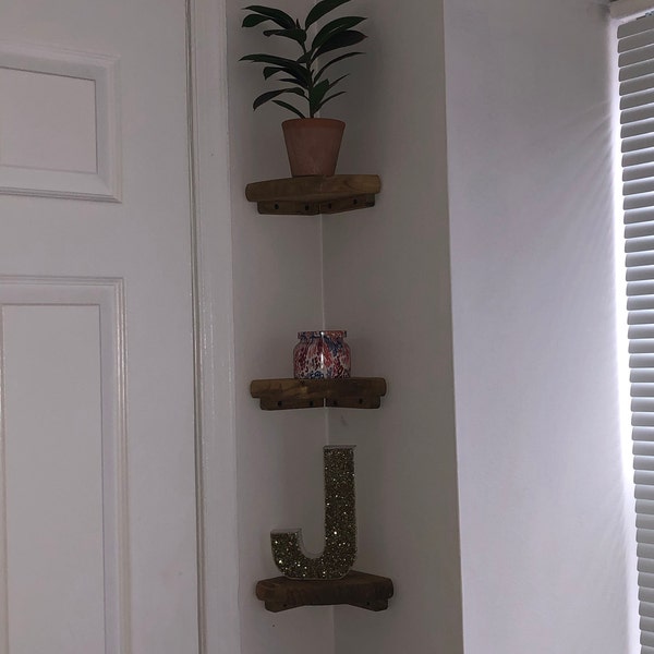 Farmhouse Style Round Front Corner Shelf Rustic Solid Pine - Etsy