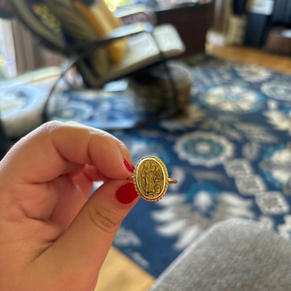 Ancient Roman Art Aphrodite Signed Coin Ring | 24K Gold Plated 925 ...