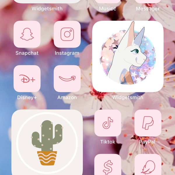 Pink Sakura App Icon Pack - Premium Handcrafted Icons for Aesthetic ...