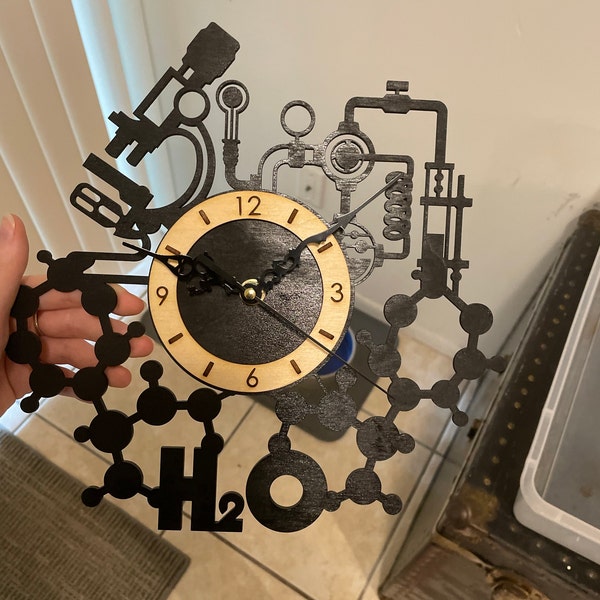 CUSTOM Science Clock- Engraved Science Gift With Name or Phrase of Your ...