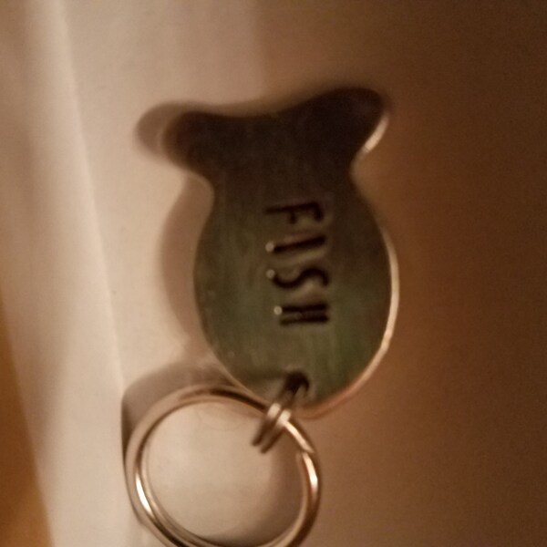 Cat Tag - Small Dog Tag - Fish Pet ID Tag - Hand Stamped Pet Name Tag ...