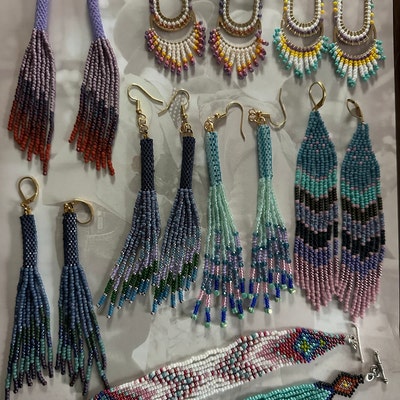ORIGINS Beaded Fringe Hoop Earring Kit, Seed Bead Earring Kit - Etsy