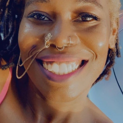 Double Nose Chain & Cuff Set Nose Chain Nose Cuff No Piercing Nose to ...