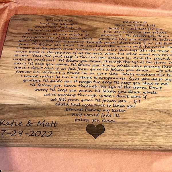 Engraved Wedding Song, First Dance Lyrics, Your Wedding Lyrics Engraved ...