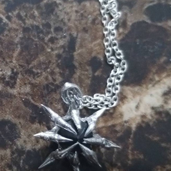 Spiky Cybersigilsm Thorn Sigil Necklace Statement Necklace Liquid Metal ...