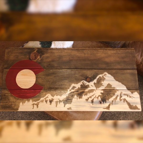 Colorado Art, Colorado Mountain Art, Colorado Wooden Flag, Rocky ...