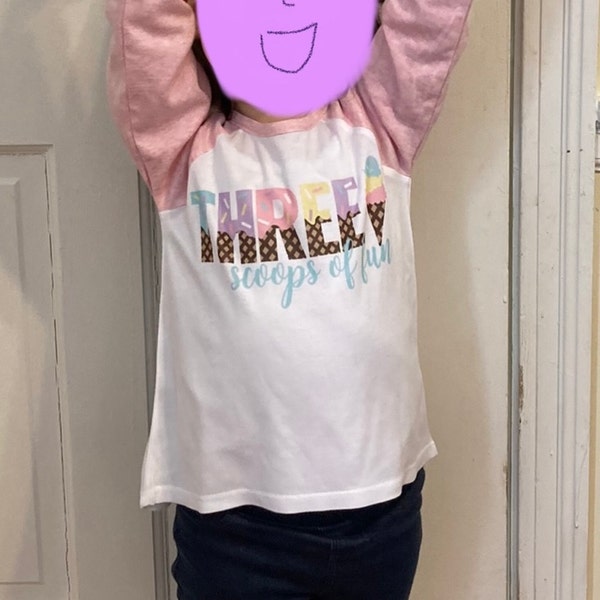 Three Scoops of Fun Ice Cream 3rd Birthday Shirt, 3rd Birthday Party, Ice Cream Shirt, Girls ...