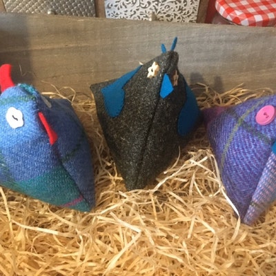 Harris Tweed Orange Check Fabric 100% Wool Tartan Free Labels - Etsy