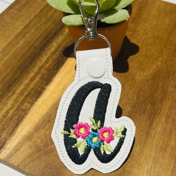 Key Fob Snap Tab Meadow Monogram Alphabet Initials Script Letters From ...