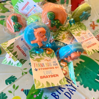 Dinosaur Oreo Cookie Pop / Dinosaur Birthday Party Favor / Chocolate ...