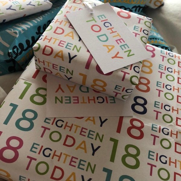 18th Birthday Wrapping Paper - 18 Wrapping Paper - Birthday Gift Wrap ...