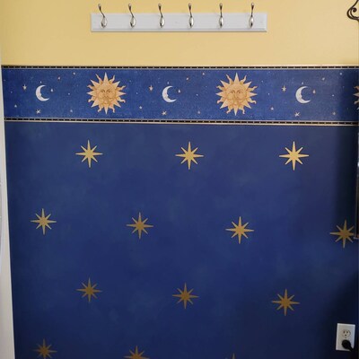 ONE Roll 90s Sun Moon Stars Wallpaper Border 5 Yards of 6 Celestial ...