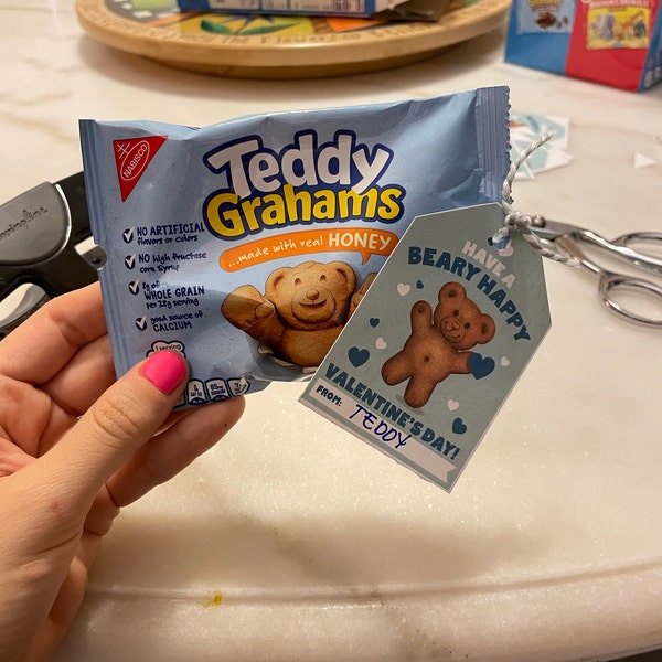 Kids Valentines for School Kids Valentine Cards Teddy Bear Grahams ...