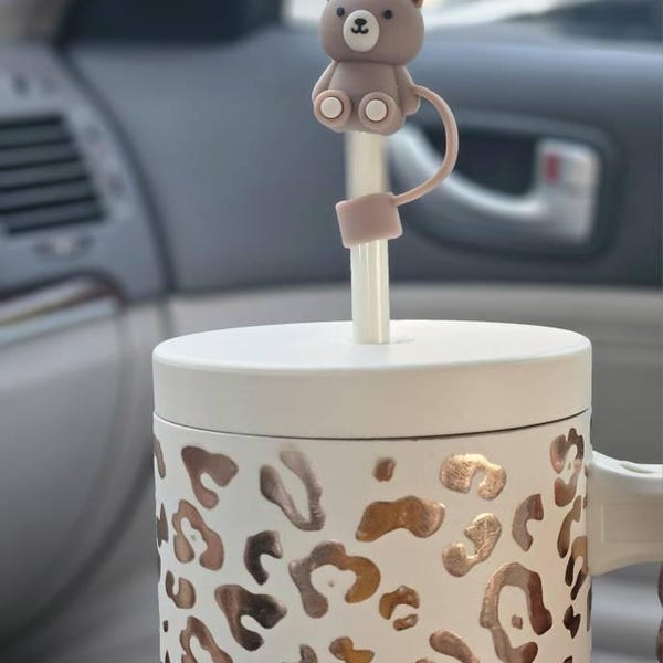 Dino Straw Topper Animal Straw Cover Tiger Straw Buddy Elephant Straw ...