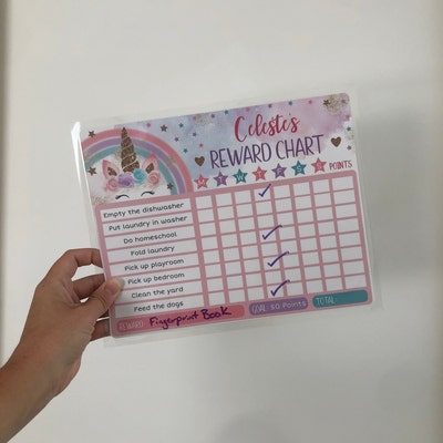 Unicorn Reward Chart, Unicorn Behavior Chart, Pink & Gold Rainbow ...