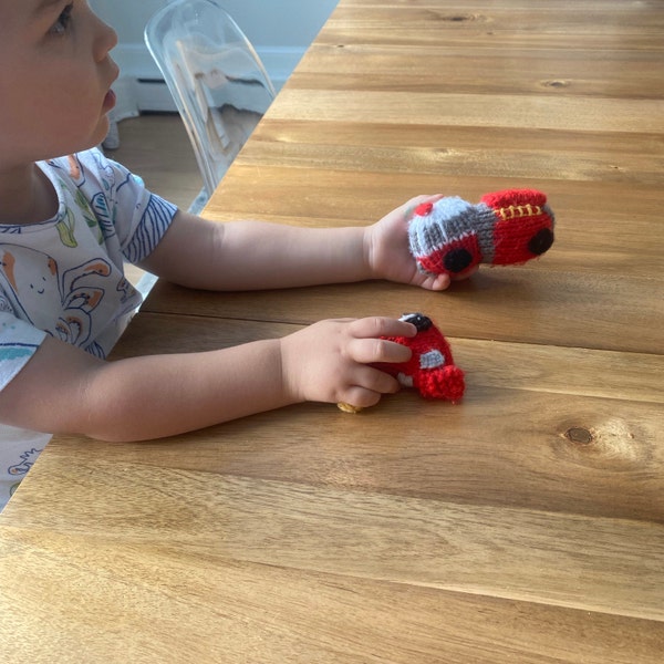 Miniature Fire Engine Knitted Soft Toy - Model Vehicle - Fire Truck ...