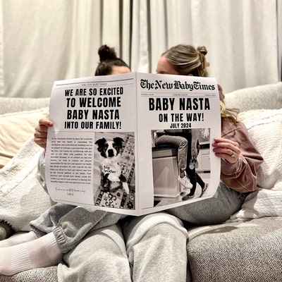 New Baby Announcement Newspaper Baby on the Way Pregnancy Reveal Large ...