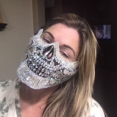 Silver Skull Mask, Festival Men's Women's Mask, Masquerade Half Face ...