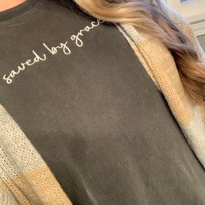 Embroidered Saved by Grace Tee Embroidery Tshirt Christian Apparel ...