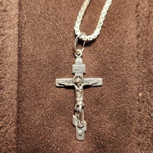 Large Silver Jesus Orthodox Crucifix Cross Necklace for Men Mens 925 ...