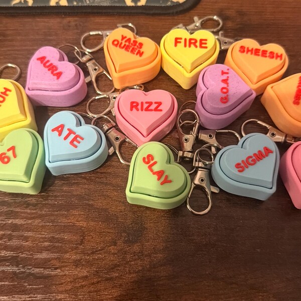 Gen Z Slang Conversation Hearts Clicky Keychain Fidget | Keyboard ...